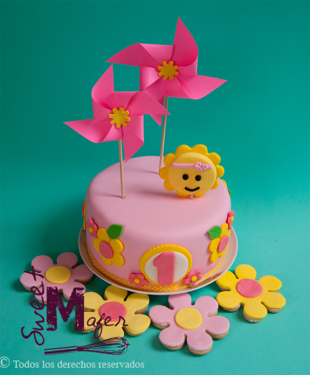 set-torta-y-galletas-sol-y-flores